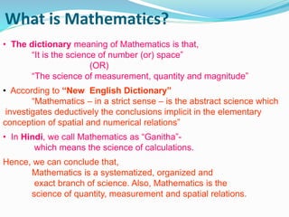 Meaning and definition of mathematics | PPTX