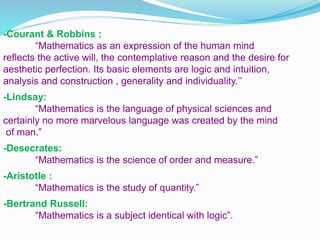 Meaning and definition of mathematics | PPTX