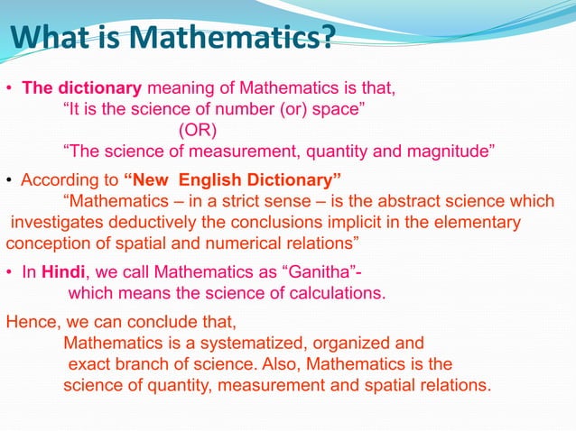 Meaning and definition of mathematics
