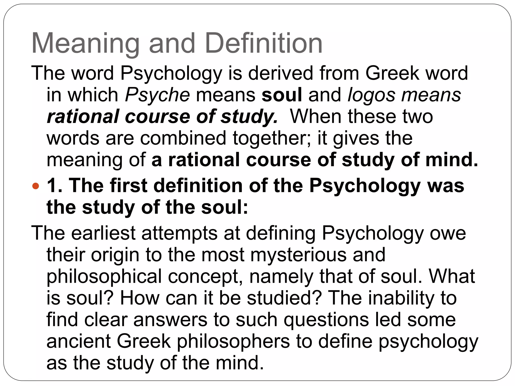 Meaning and definition of psychology | PPT