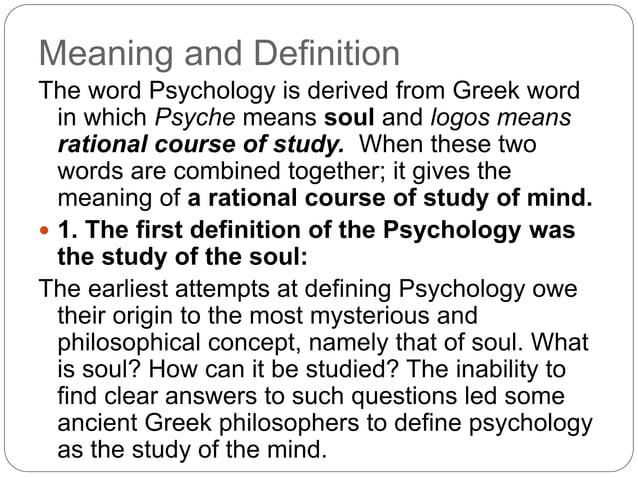 Meaning and definition of psychology | PPT