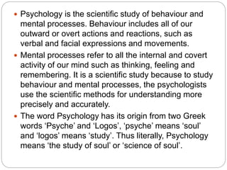 Meaning and definition of psychology | PPT
