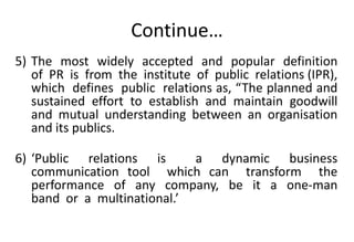 Meaning and definition of public relation | PPTX
