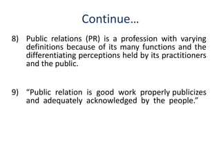 Meaning and definition of public relation | PPTX