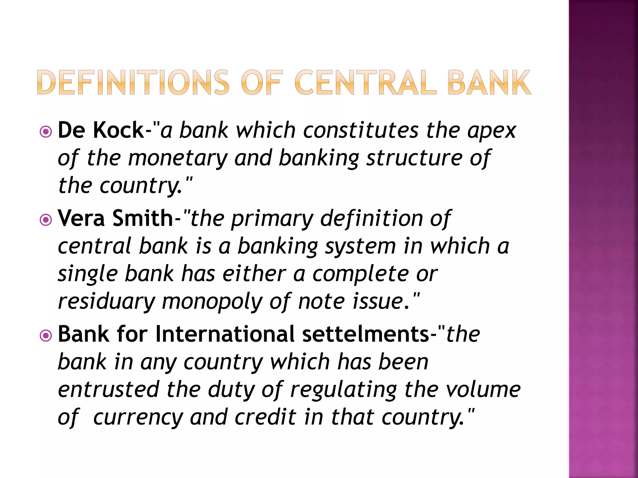 GFGC CHIKKABASUR ( Meaning and functions of central bank ) | PPTX