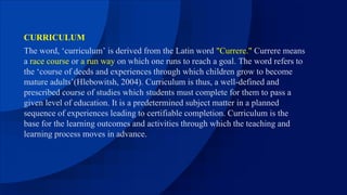 meaning and nature of curriculum.pptx | Primary Education | Education