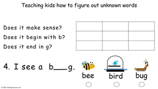 How to teach beginning readers to use picture cues and sound/letter to ...