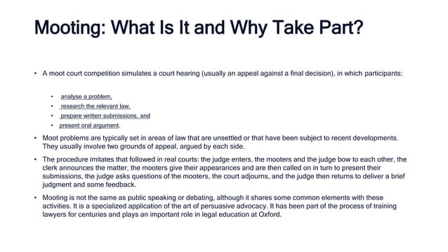 Meaning and Relevance of Mooting.pptx | Legal Services Industry ...