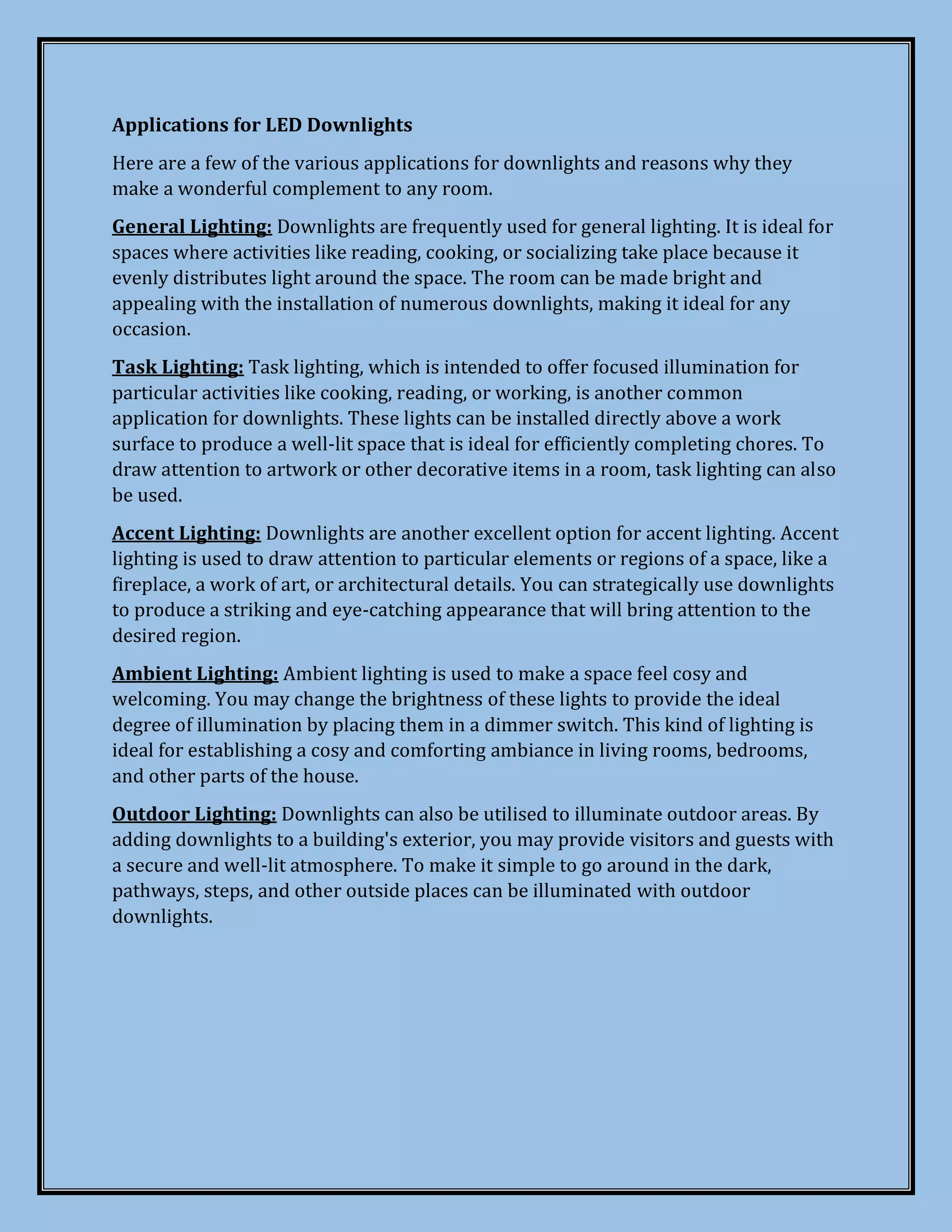 Meaning Applications & Types of LED Downlights- Soffit Lighting.pdf