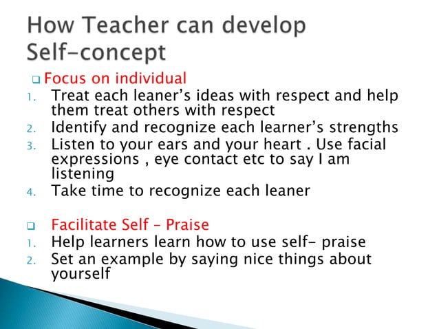 Meaning, concept and development of self concept, self esteem,self ...