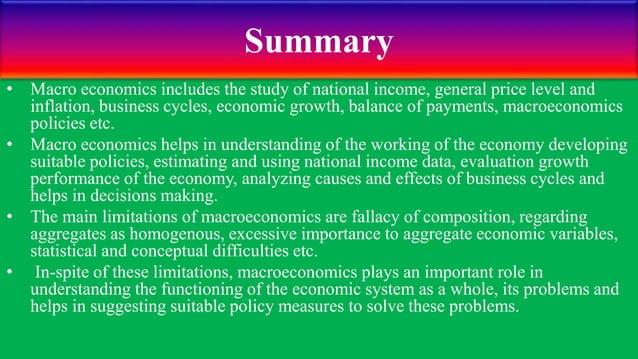 Meaning, definition, nature, scope, importance and limitation of macro ...