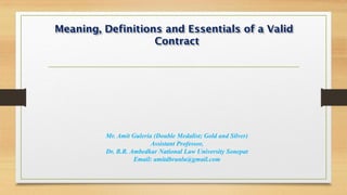 Meaning Definitions and Essentials Elements of a Valid Contract | PPT