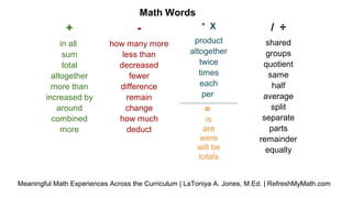 Meaningful Math Experiences Across the Curriculum lajones92515 | PPT ...