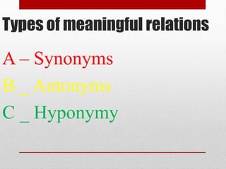 Meaningful relations | PPT