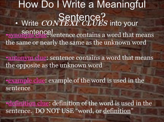 Meaningful Sentences | PPT