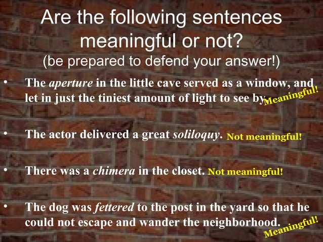 Meaningful Sentences | PPT