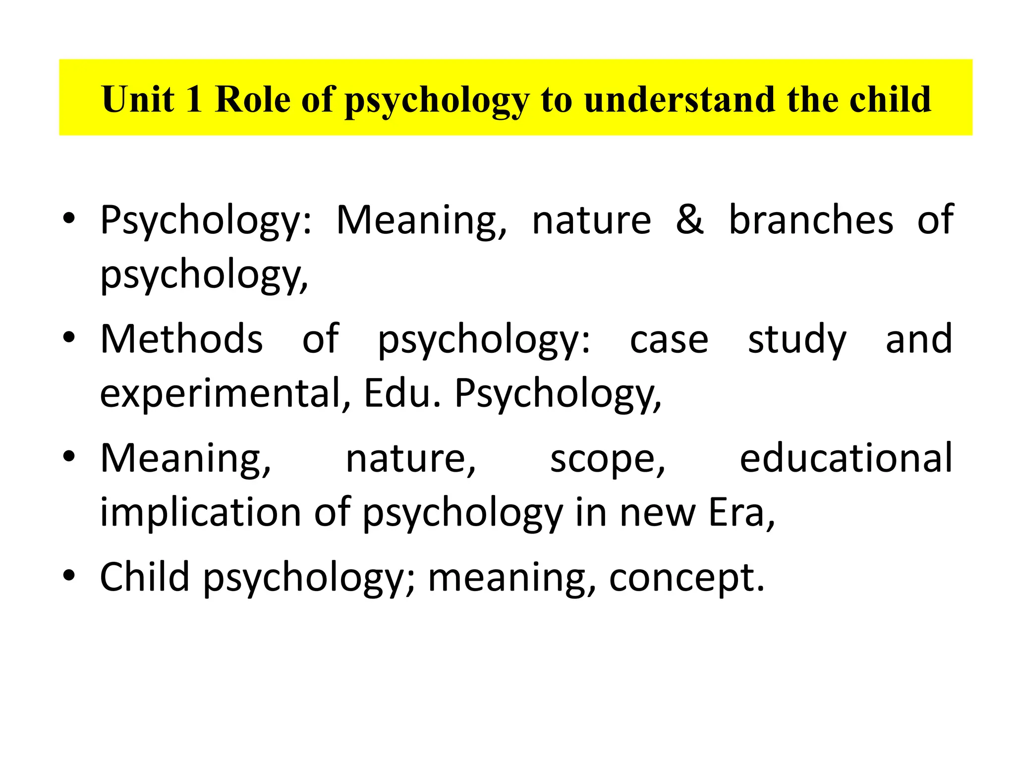 Meaning, Nature, Branches, and Types of Psychology | PDF