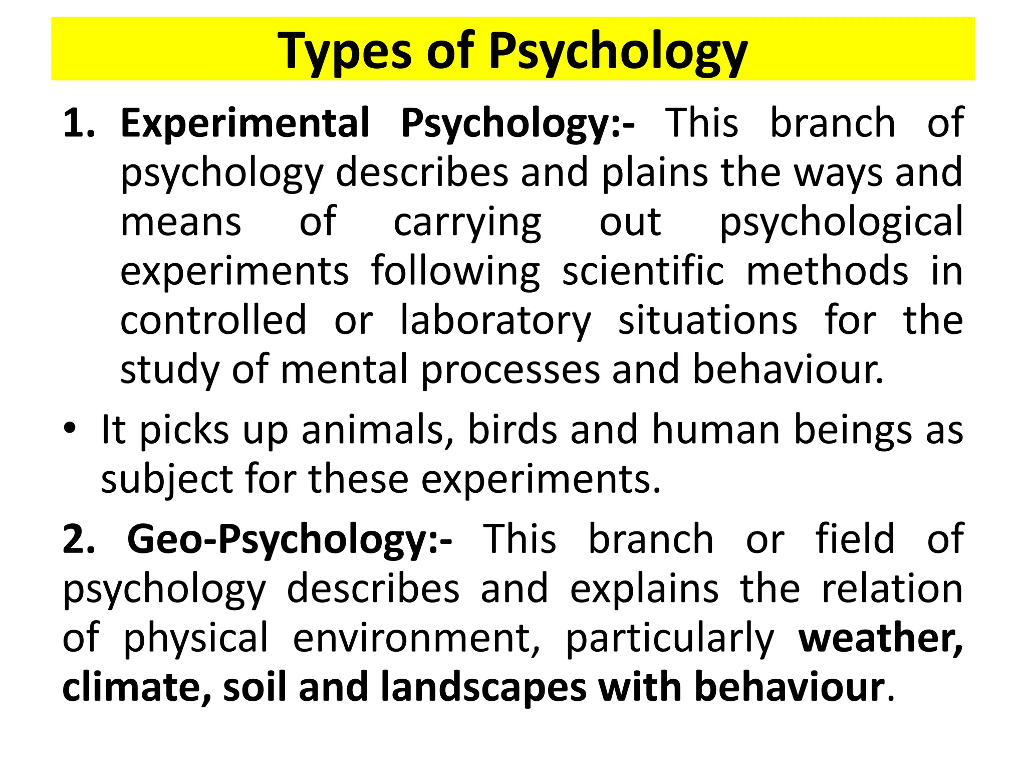 Meaning, Nature, Branches, and Types of Psychology | PDF