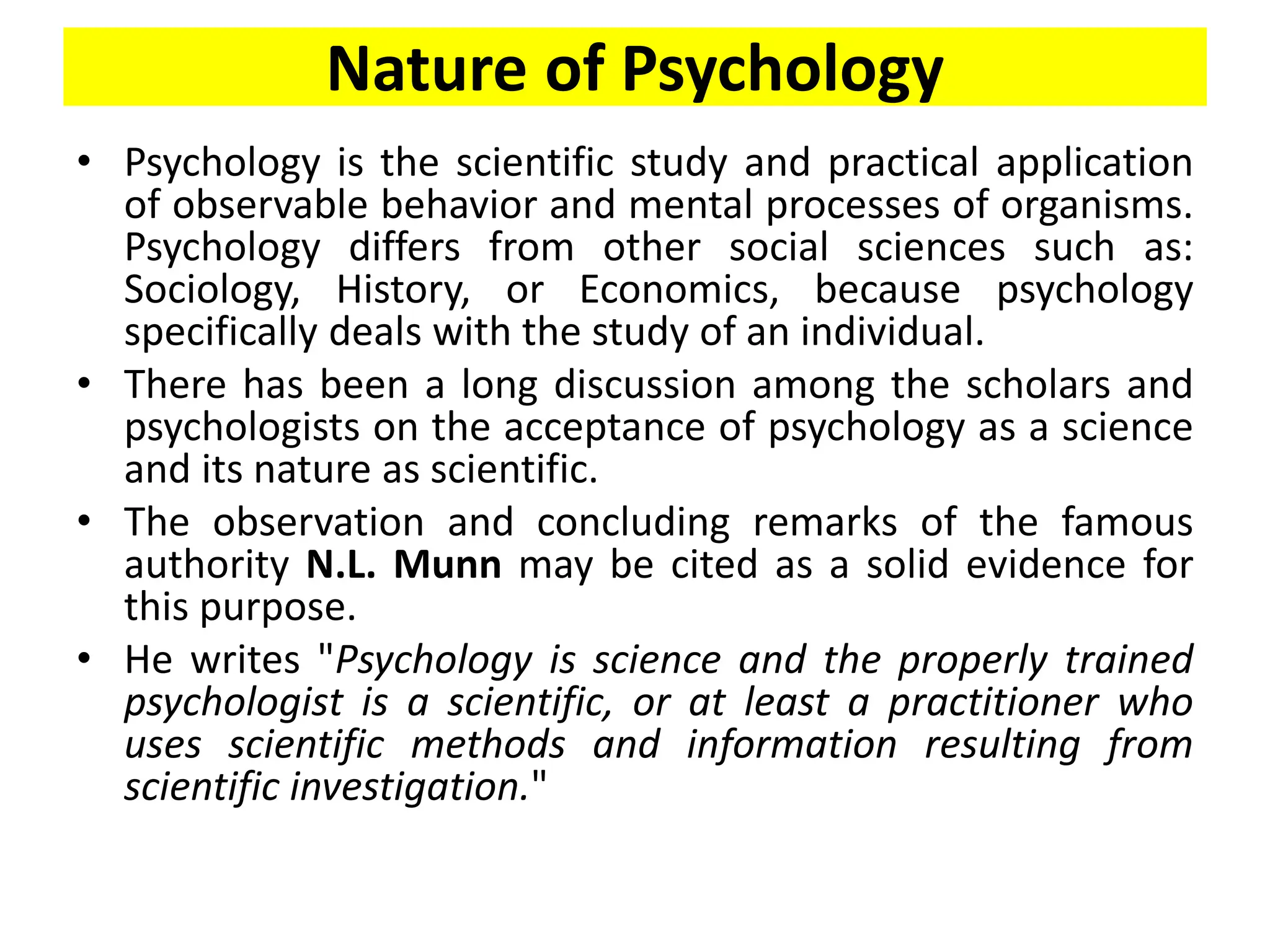 Meaning, Nature, Branches, and Types of Psychology | PDF