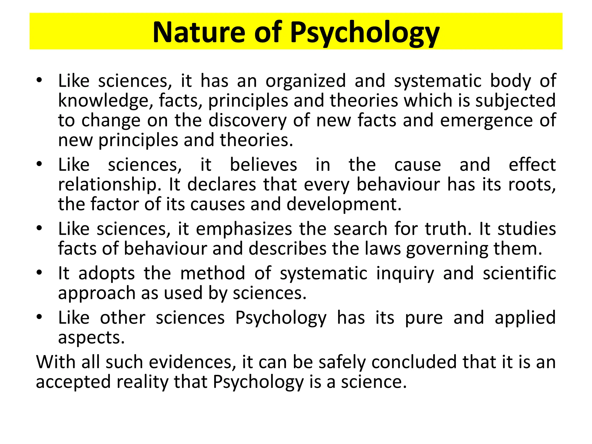 Meaning, Nature, Branches, and Types of Psychology | PDF