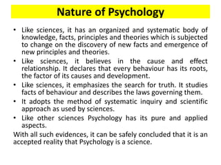 Meaning, Nature, Branches, and Types of Psychology | PDF