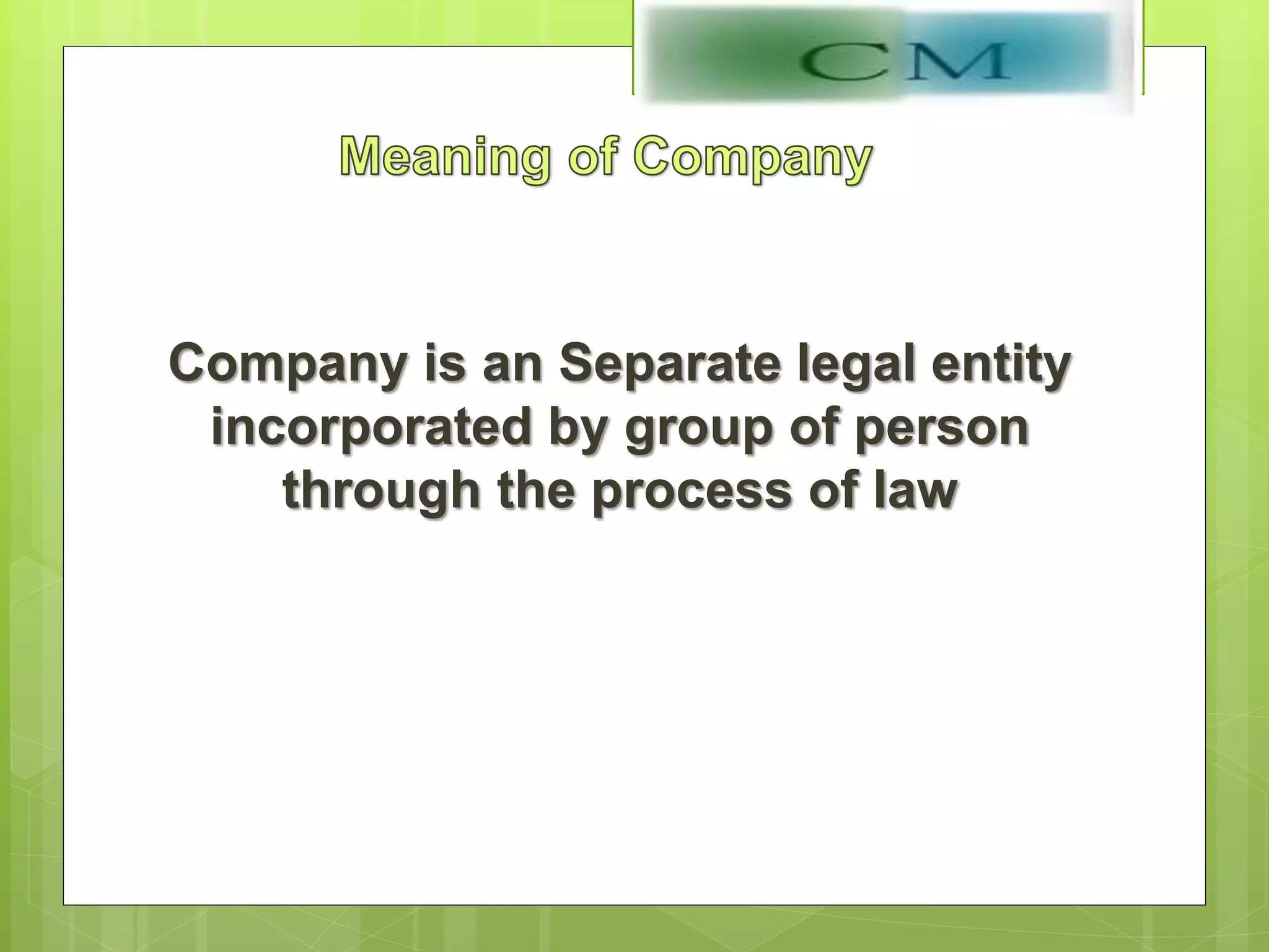 Meaning of company and its kinds | PPTX