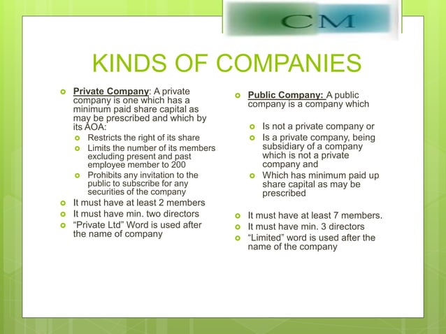 Meaning of company and its kinds | PPT