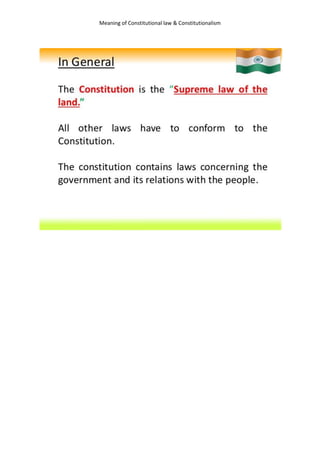 Meaning of constitutional law AND constitutionalism | PDF