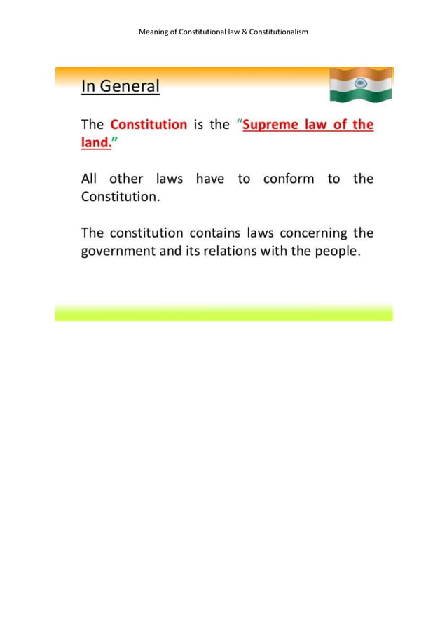Meaning of constitutional law AND constitutionalism | PDF