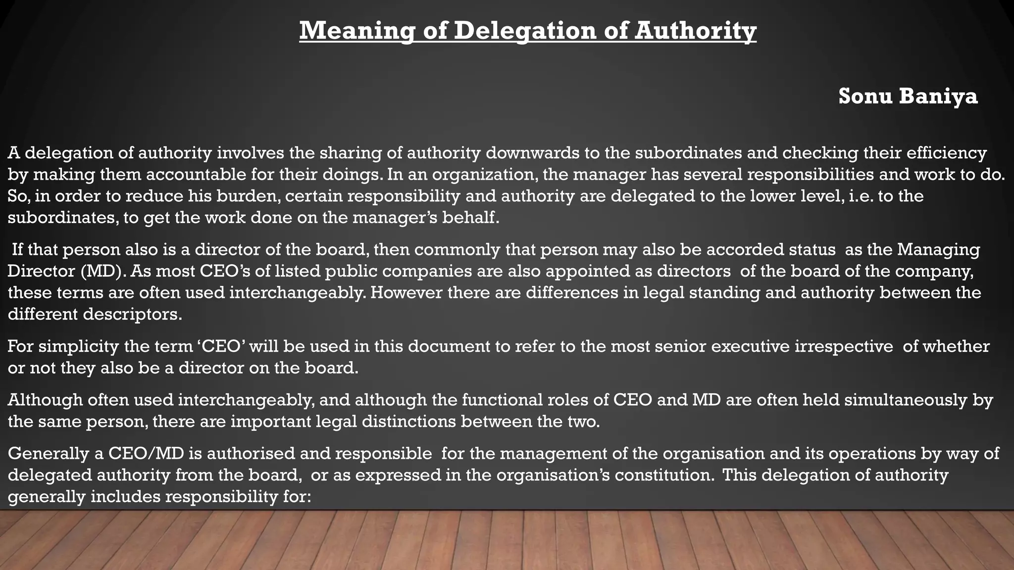 Meaning of delegation of authority | PPT