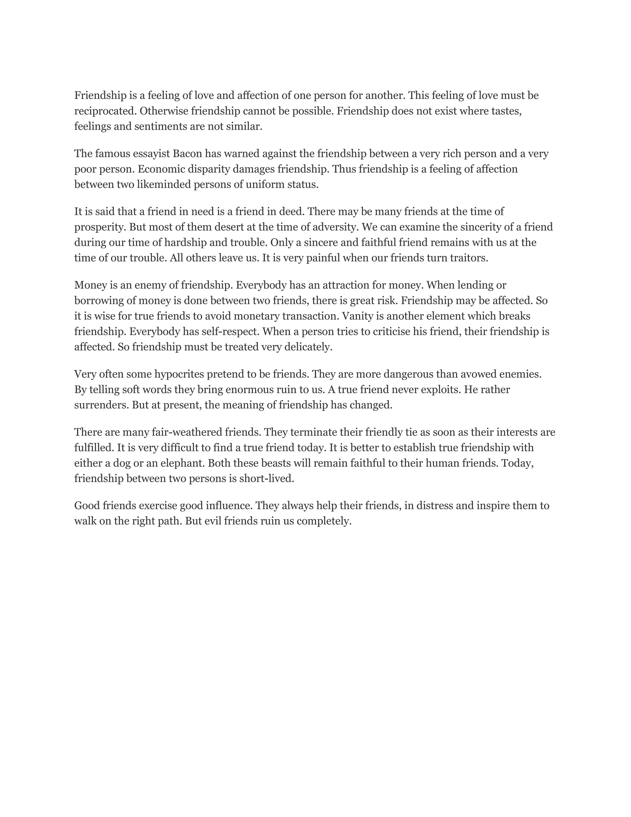 Meaning of friendship | DOCX