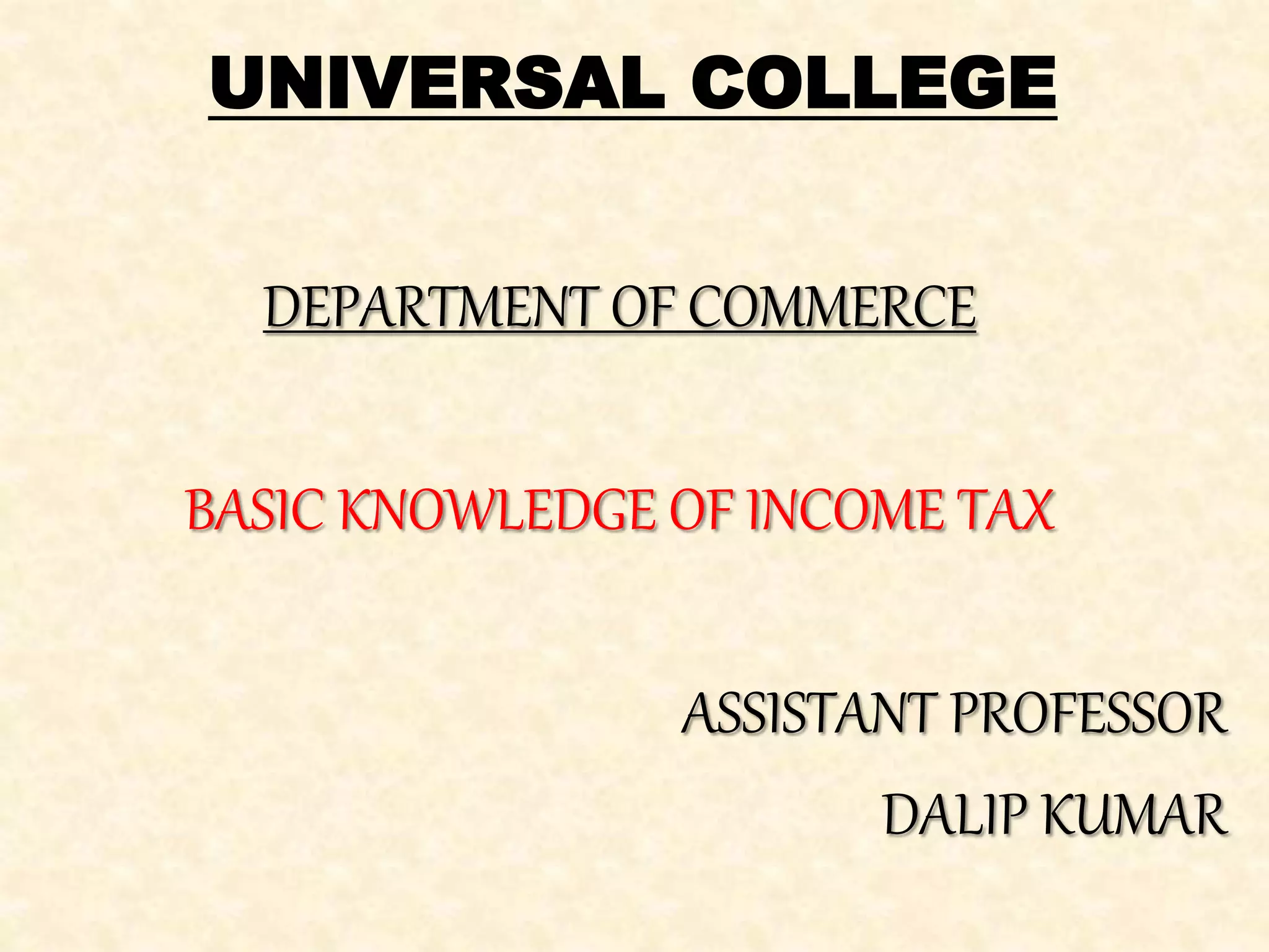 Basic Knowledge of income tax | PPT