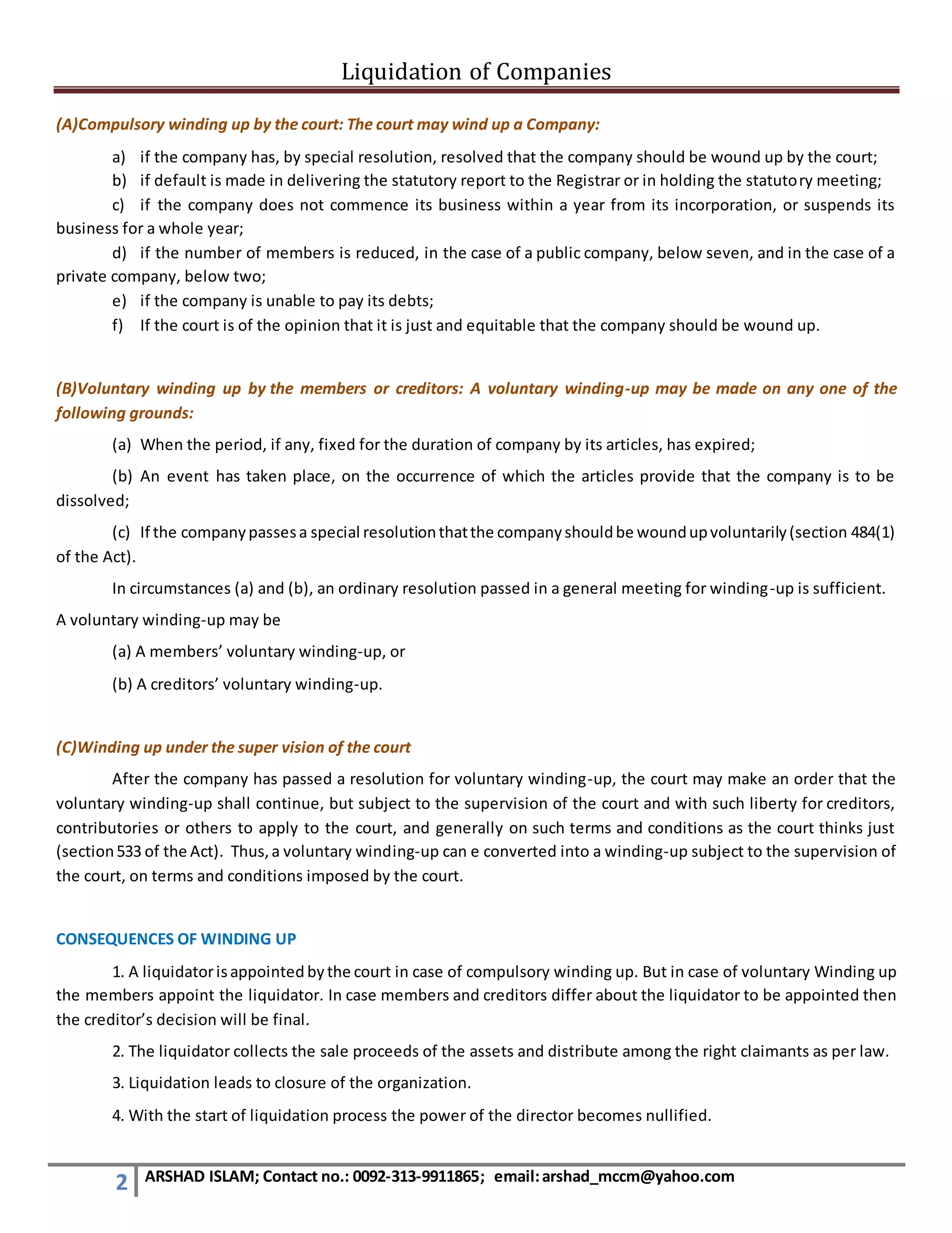 Meaning of liquidation | DOCX