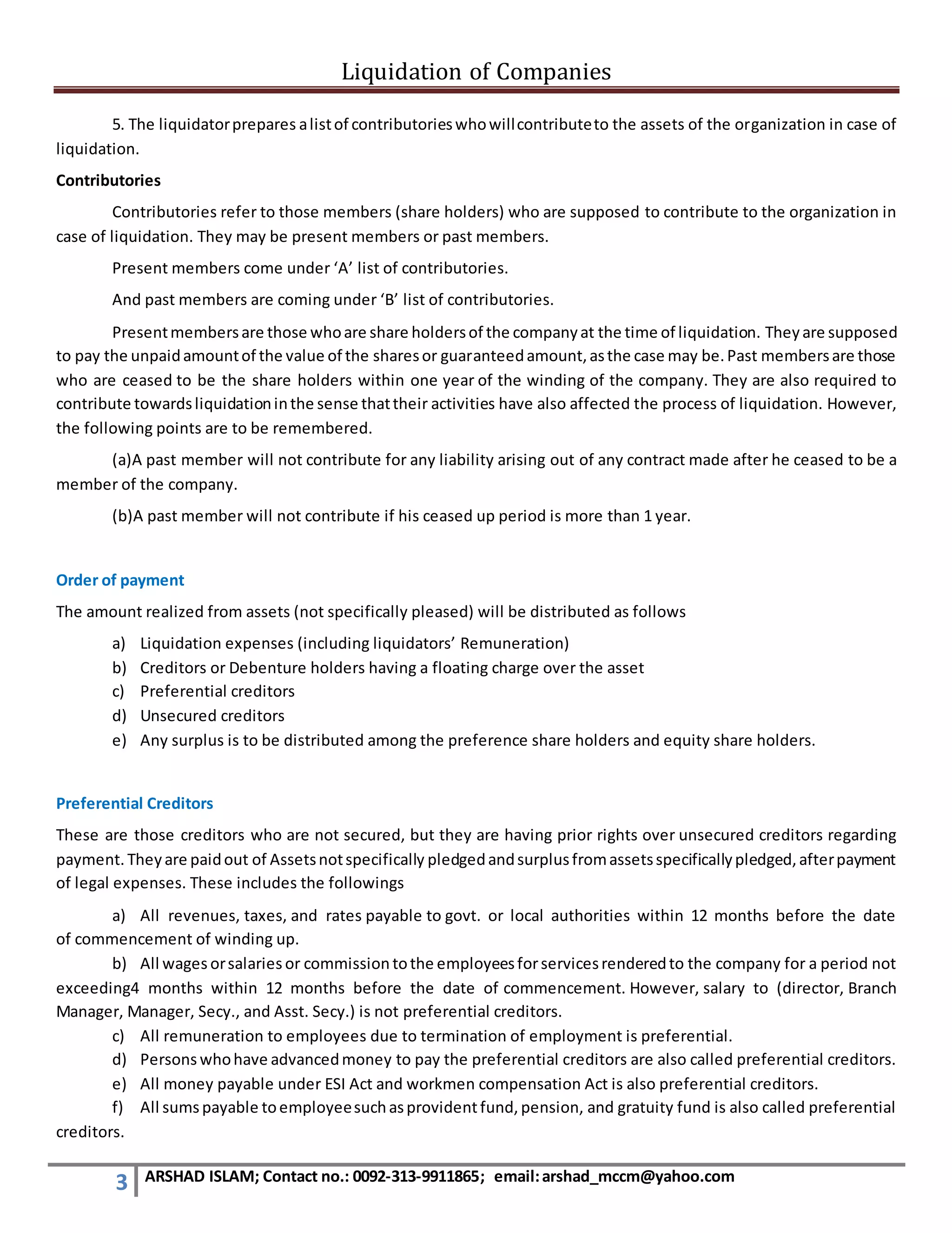 Meaning of liquidation | DOCX
