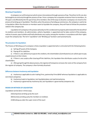 Meaning of liquidation | DOCX