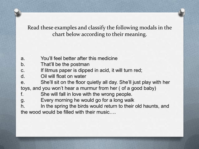 Meaning of modals exercises | PPT