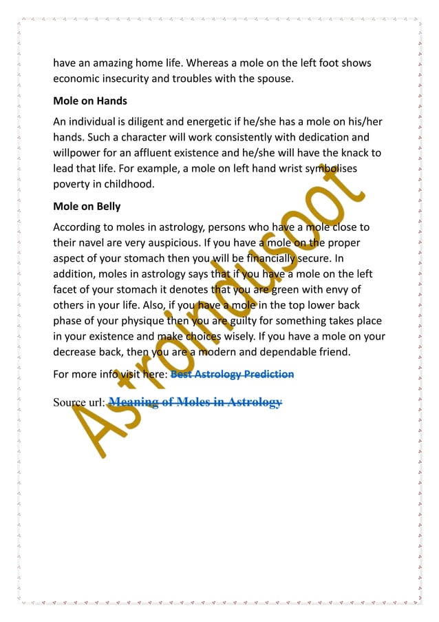 Meaning of Moles in Astrology.ppt | Skin and Dermatology | Diseases and ...