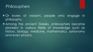 Meaning of Philosophy Lesson 1.pptx Introduction to Human philosophy ...