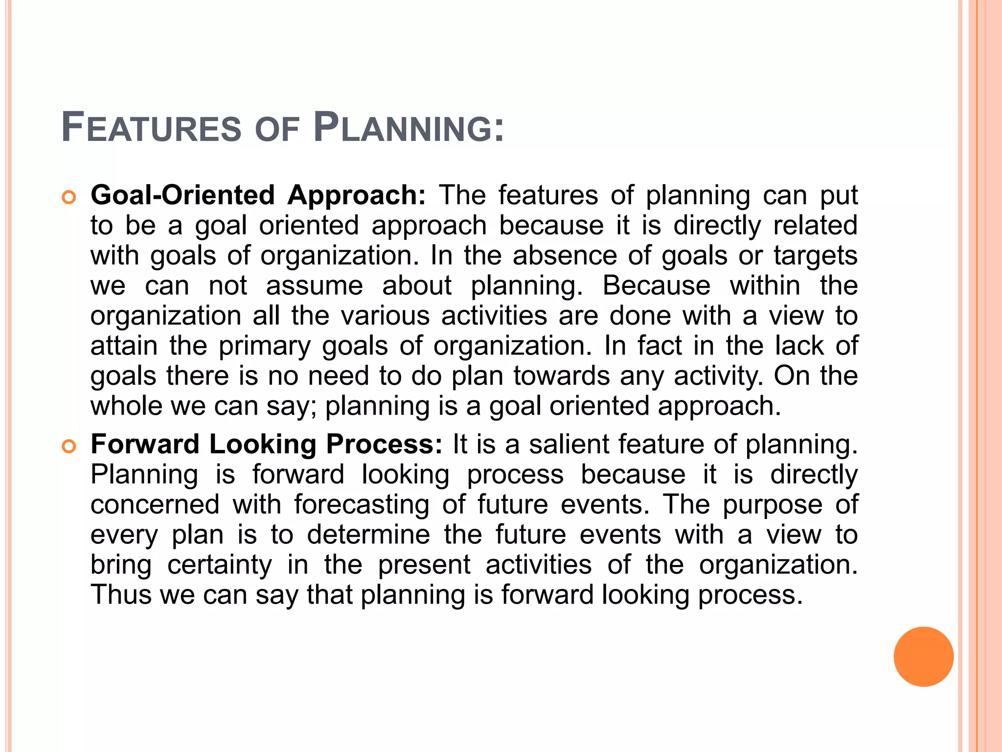 Meaning of planning, features of planning | PPTX