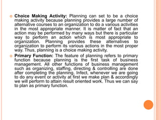 Meaning of planning, features of planning | PPT