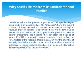 Meaning of Shelf Life in the Context of Environmental Impact Assessment ...