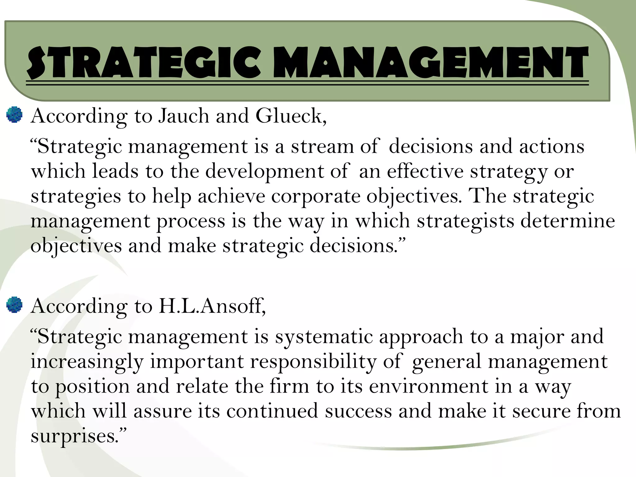 Meaning of strategic management & its levels111 | PPTX