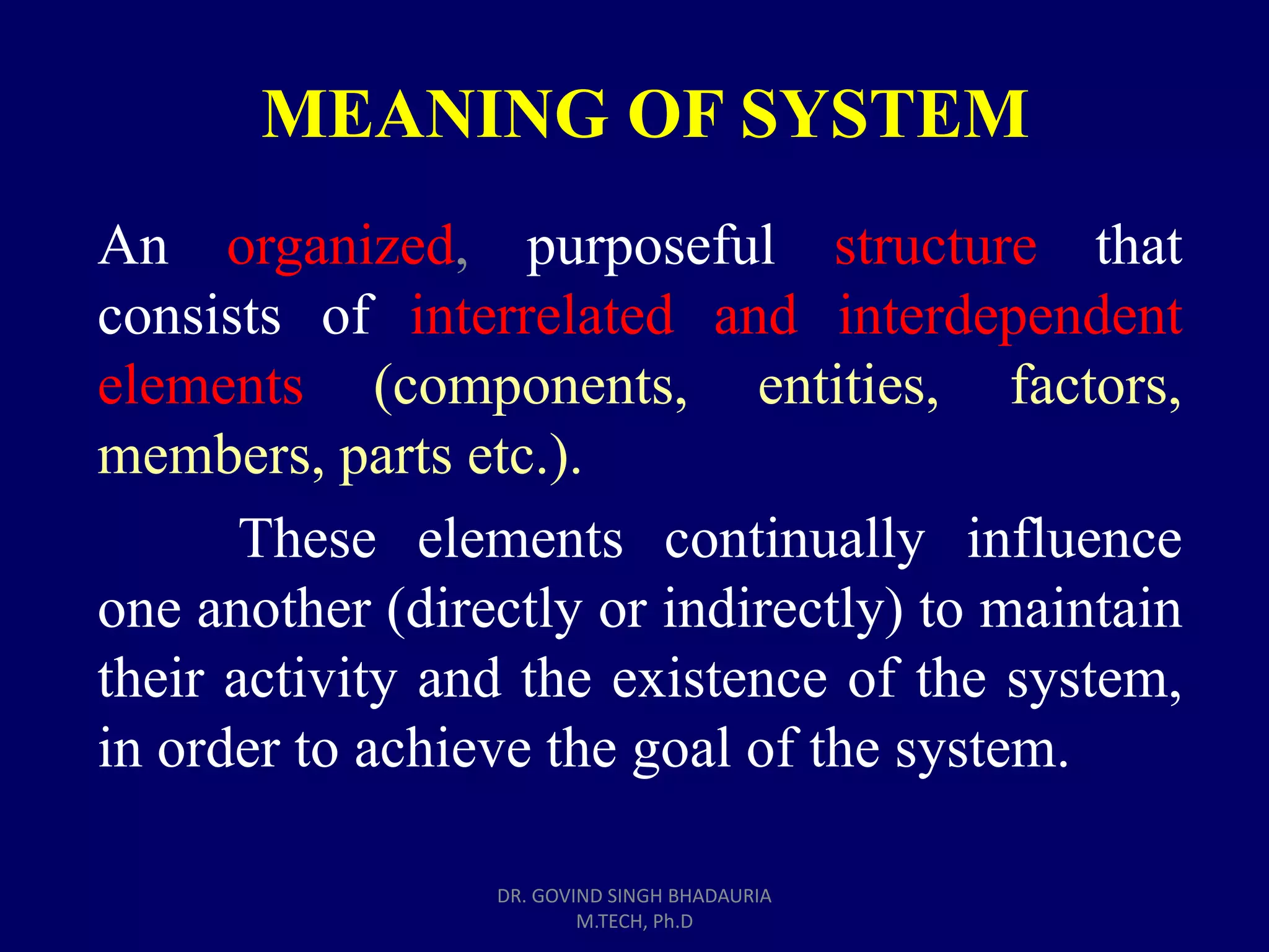 Meaning of system | PPT