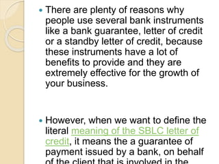 Meaning of the SBLC letter of credit | PPT
