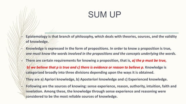 Meaning, sources, types and contestation to knowledge | PPTX