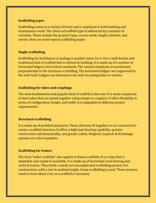 Meaning, Types, Uses, & Importance of Scaffolding.pdf | Civil ...