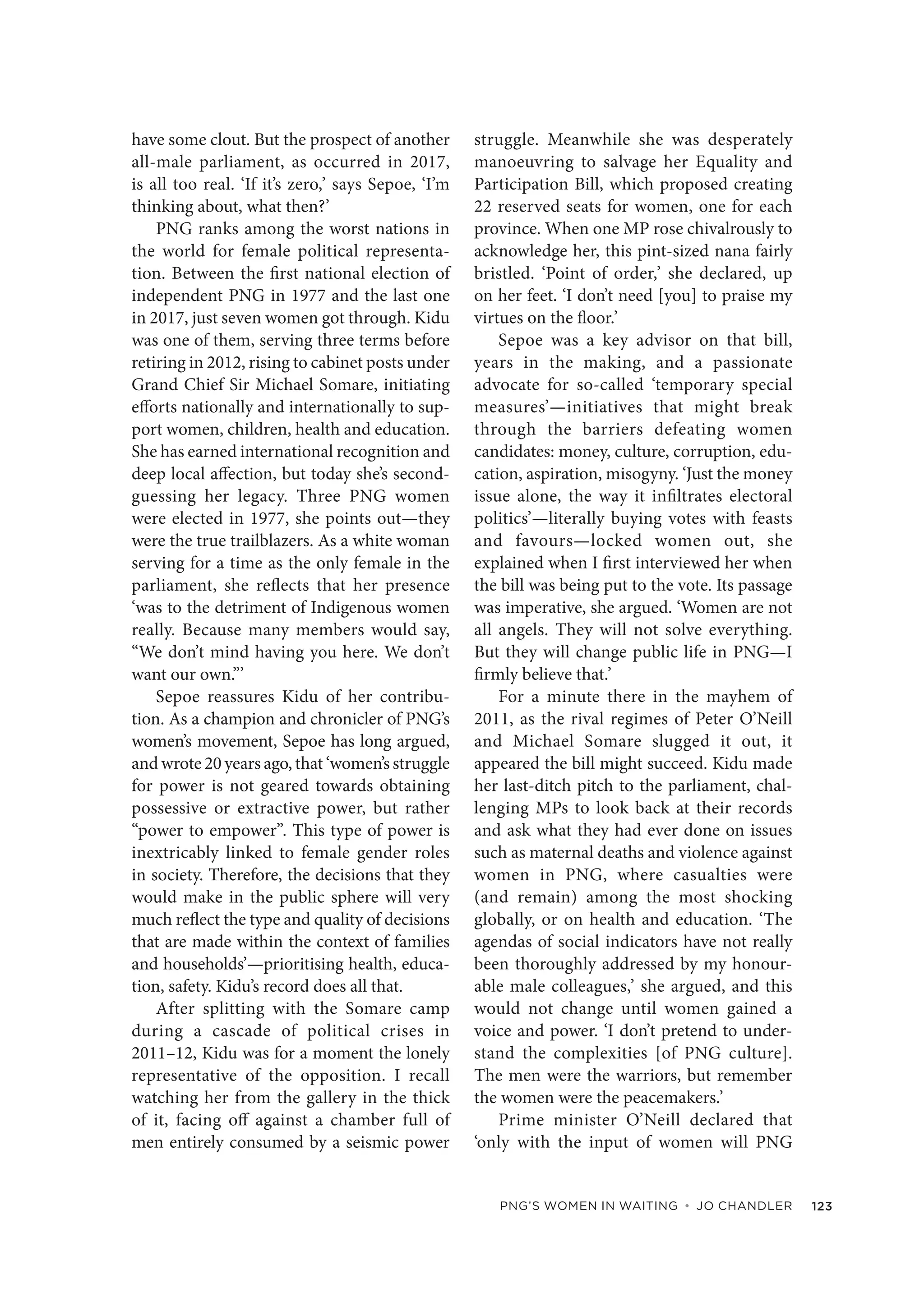 PNG's Women in Waiting, Essay by Jo Chandler | PDF