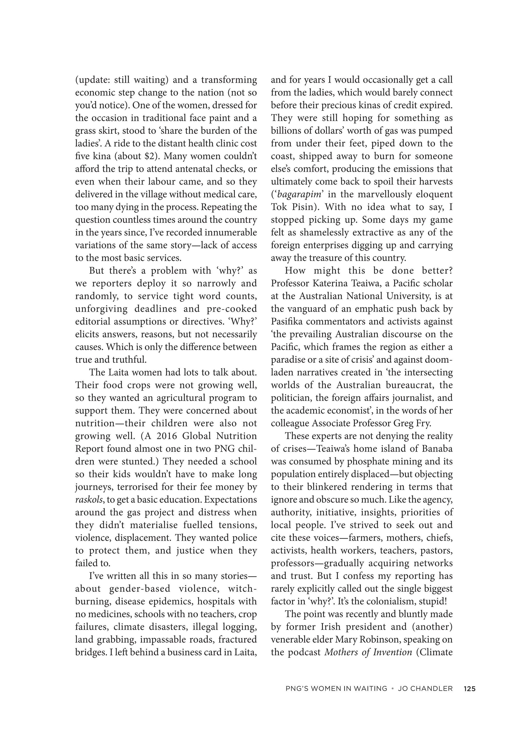 PNG's Women in Waiting, Essay by Jo Chandler | PDF