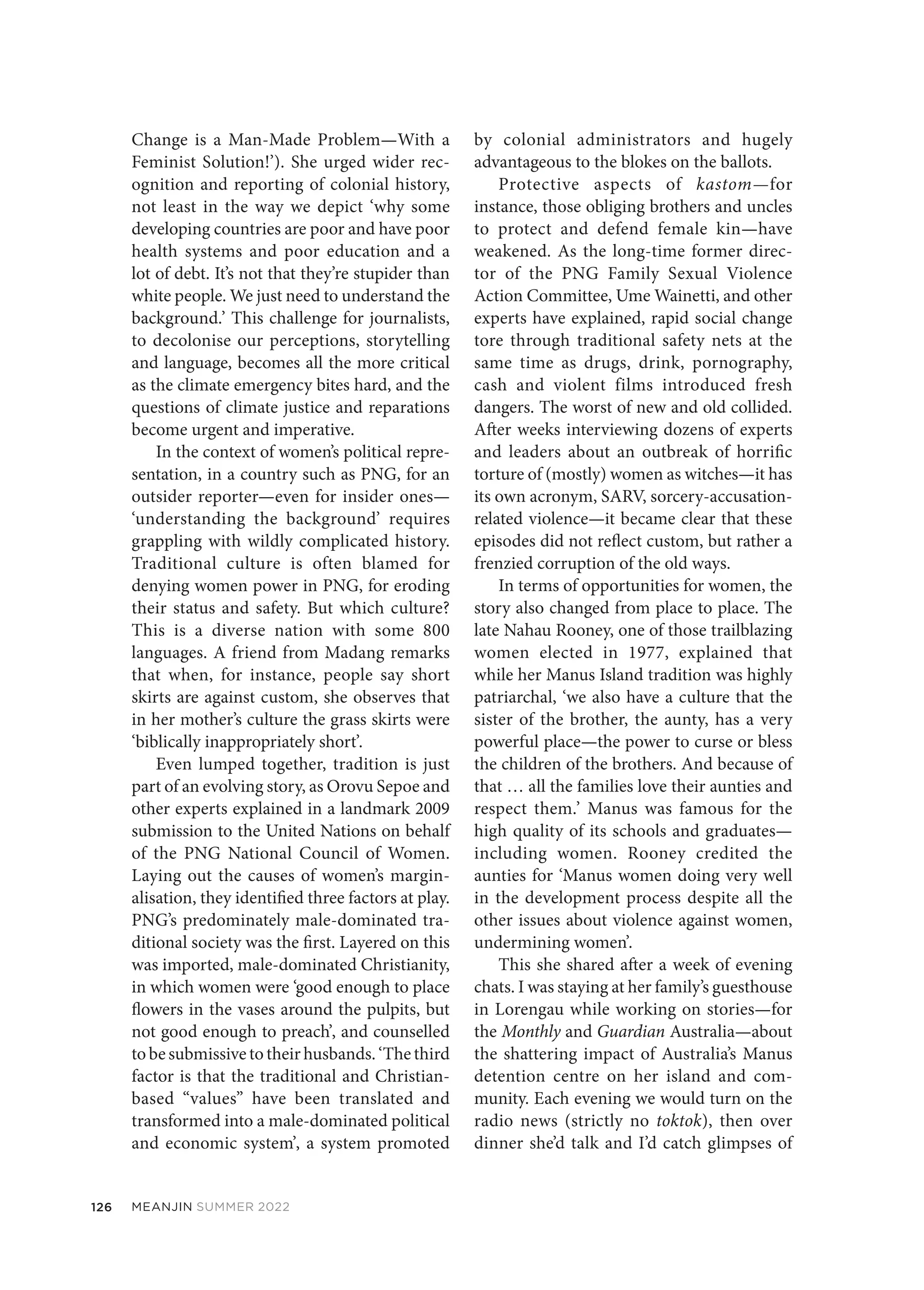 PNG's Women in Waiting, Essay by Jo Chandler | PDF