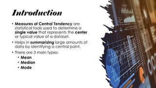 measures of central tendency (mean median and mode) | PPTX